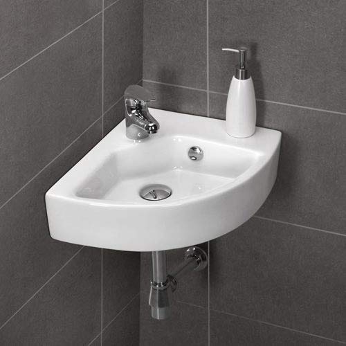 Corner Wash Basin Glossy Finish Super White Size 15x17 Inch : Amazon.in ...