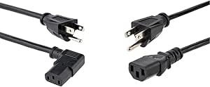 StarTech.com 10ft (3m) Computer Power Cord, 18AWG, NEMA 5-15P to Right Angle C13, 10A 125V ...