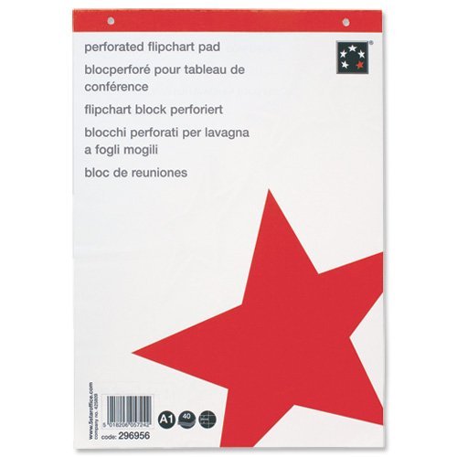 5 Star Flipchart Pad Perforated 40 Sheets A1 Plain [Pack 5] [Per Pack ...