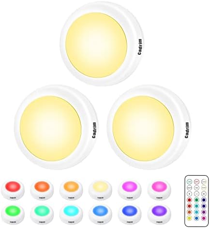 Cadrim Puck Lights - 13 Color Changeable LED Under Cabinet Lights, Battery Powered, Dimmable, 3 ...