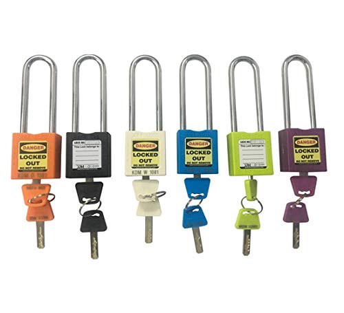 OSHA Safety Lock Tag Padlock Multi Color Combo with Metal Long Shackle ...