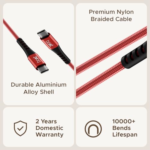 boAt Type-C C600 Tangle-Free, Sturdy Cable w /100W /5A Fast Charging ...