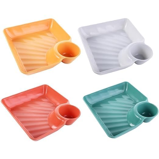 Buy Eletree Sauce Compartment Plastic Square Tray Dumpling Plate with ...