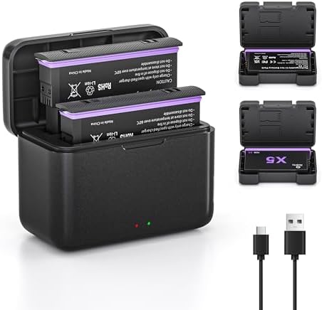 Amazon.com: 2-Pack Battery and Fast Charger Box for Insta360 X5 ...