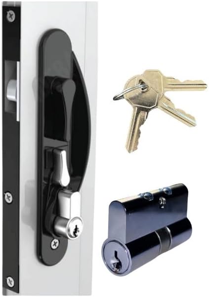 Sliding Security Screen Door Lock Black + with Cylinder Lock + 3 Keys ...