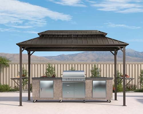 PURPLE LEAF 6.5' X 12' Hardtop Grill Gazebo for Patio Permanent Metal ...