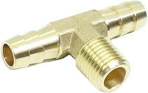 Amazon.com: CDQBWKJGFJ 1 Piece 3/8 Hose Barb Tee X 1/4 Male NPT Pipe Adapter Brass Pipe 3 Way ...
