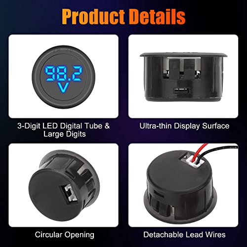 Snapklik.com : DC Volt Meter 2PCS, DC 5-99V Car LED Digital Display ...