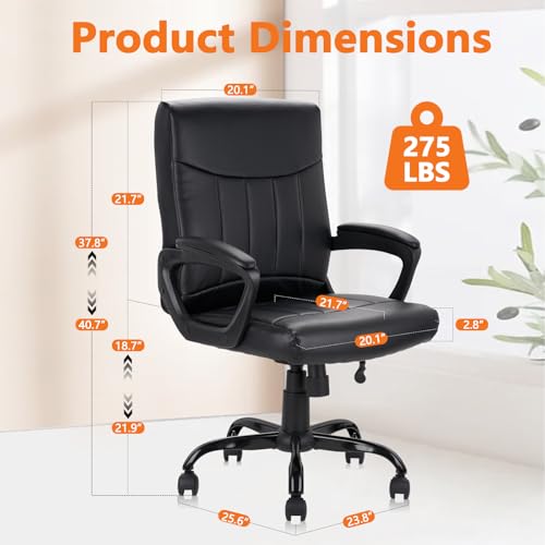 CLATINA Mid Back Leather Executive Chair with Lumbar Support and Padded ...