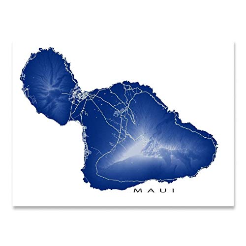 Amazon.com: Maui Map Print 8x10, Maui Map Poster 24x36, Handmade ...