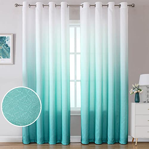 Wubodti Turquoise Ombre Semi Curtains