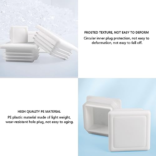 White Square Plastic Plugs, 10 Pcs Tube Inner End Caps, 100mm x 100mm ...