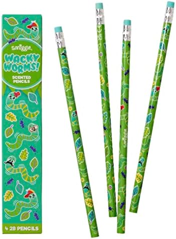 Smiggle Pencils x 4 Pack Scented Wooden With Eraser Top (Green Wacky ...