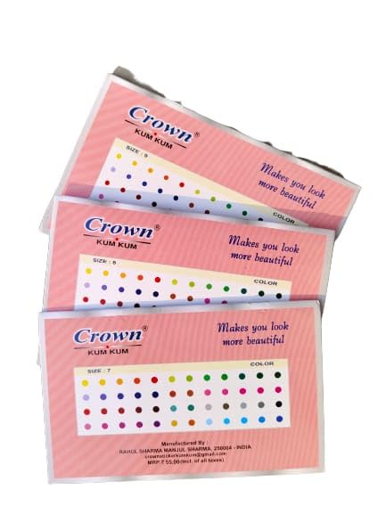 CROWN KUM KUM Round Multicolour Sticker Bindiya Bindis Bindi Booklet ...