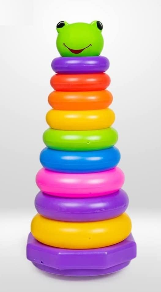 RATNA'S Frog Stacking Ring Jumbo with 9 Different Coloured & Sized Stacking Rings for Infants ...