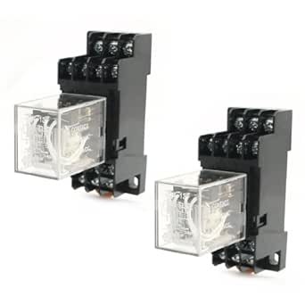 Amazon.com: Qtqgoitem 2Pcs 4PDT 14Pin General Relay DC 12V Coil Power w 35mm DIN Rail Socket ...