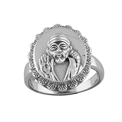 Buy Real Silver Zivah Unisex Sai Baba Religious Finger Ring Size - 18 ...