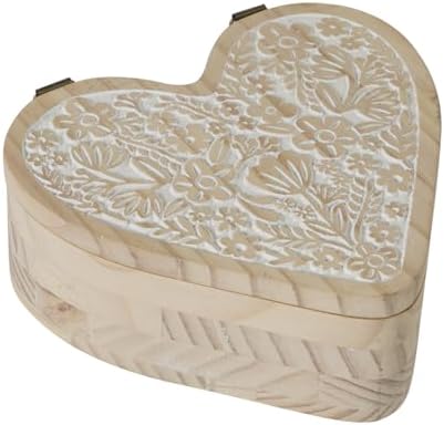 Amazon.com: Synovana Heart Shaped Jewelry Box with Hinged Lid ...