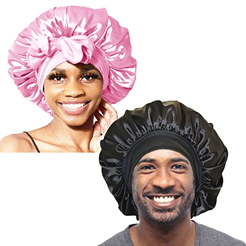 BONNET QUEEN Satin Hair Bonnet for Sleeping Silk Head Cover with Tie ...