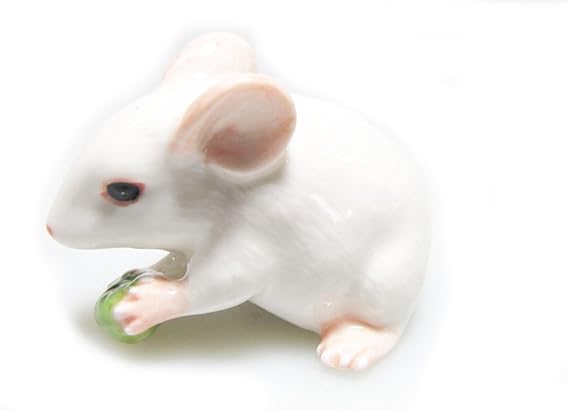 Amazon.com: Grandroomchic 2" Long White Mouse Ceramic Rat Figurine ...