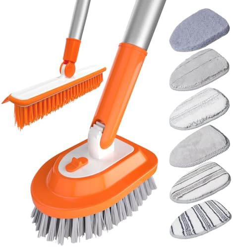 Amazon.com: CLEANHOME Floor Scrub Brush Tile Tub Scrubber Brush with 4 ...