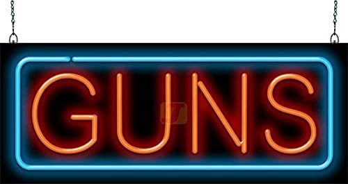 Guns Neon Sign - Large Size - 32" wide x 13" high - Real, Quality Hand ...