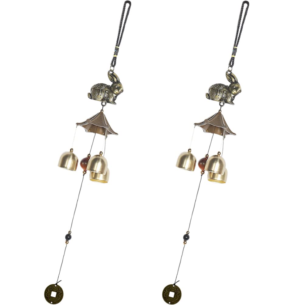 Amazon.com : GANAZONO 2Pcs Metal Bunny Wind Chime Vintage Zodiac Rabbit ...