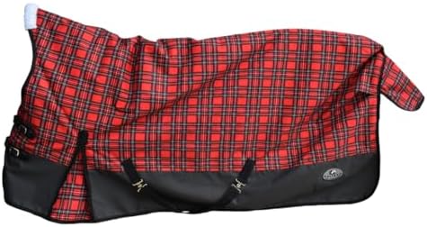 Goliath Mid-Neck Horse Turnout Red Check Pattern - 1200 Denier Ripstop ...