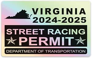 Amazon.com: Generic Virginia “Street Racing Permit” 2024-2025 Decal ...