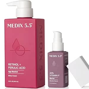 Amazon.com: MEDIX Retinol Body Lotion + 20% Vitamin F Booster Serum Moisturizer 2PC Skin Care ...