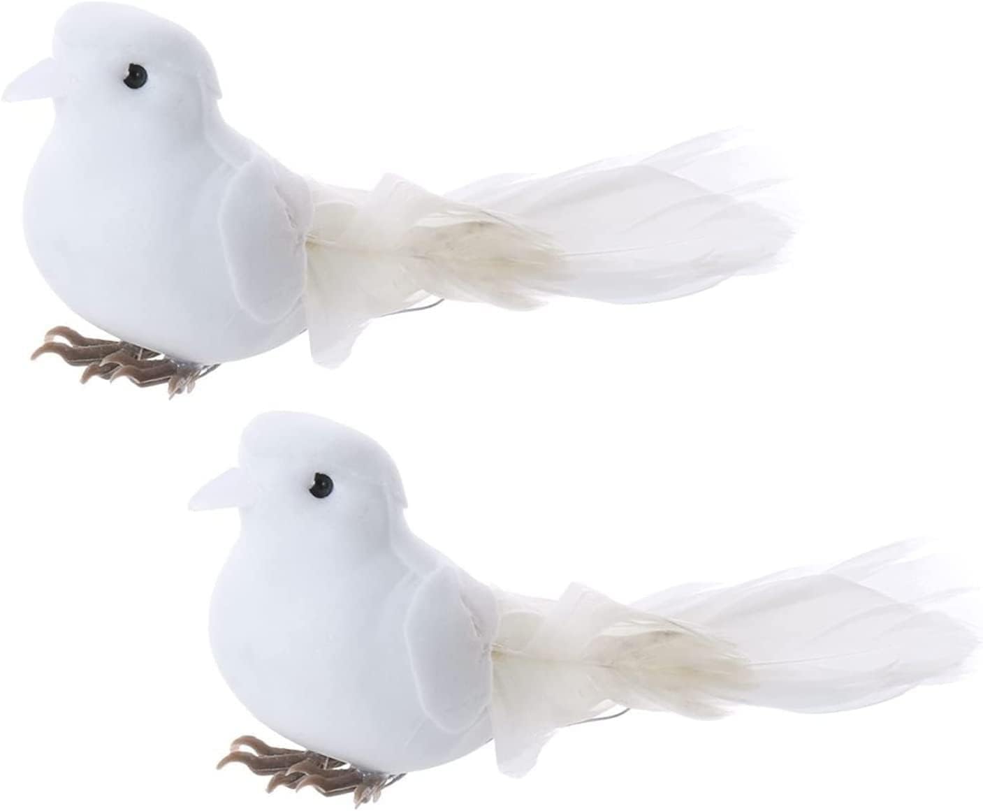 Amazon.com: LWINGFLYER 2pcs White Doves Decorative Birds Artificial ...