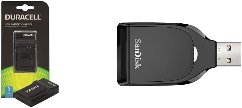 Duracell DRS5963 Charger with USB Cable & SanDisk SD UHS-I Card Reader ...