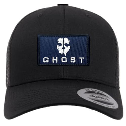 Navy Blue Ghost Skull Tactical Fabric Embroidered Morale Patch Badge 8cm x 5cm Hook & Loop ...