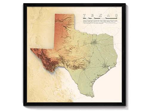 Amazon.com: GeoJango Maps, Texas State Physical Map; Topo Topographical ...