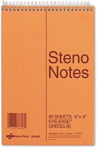 Standard Spiral Steno Book, Gregg Rule, 6 x 9, Green, 60 Sheets ...
