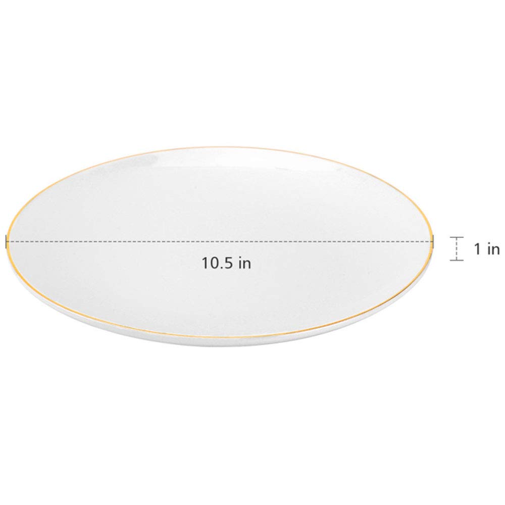 Gsain 10.5â€? Porcelain Dinner Plates with Golden Rim, Stackable Off ...