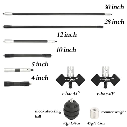 Archery Bow Stabilizer Set 30" 28" Main Bar 12" 10" Side Bar 5" 4 ...