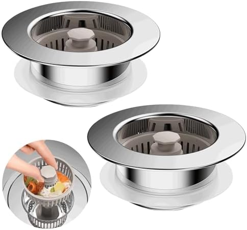 2Pack Kitchen Sink Plug - 3 in 1 Kitchen Sink Strainer and Stopper ...
