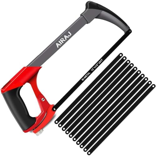 AIRAJ Professional Hacksaw Frames with10 Saw Blades,Two Sawing Angles ...