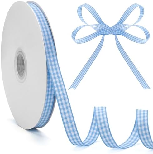 Amazon.com: Blue Gingham Ribbon Light Blue Ribbon for Hair Blue and ...