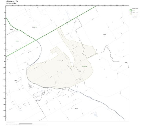 Amazon.com : ZIP Code Wall Map of Gholson, TX ZIP Code Map Laminated ...