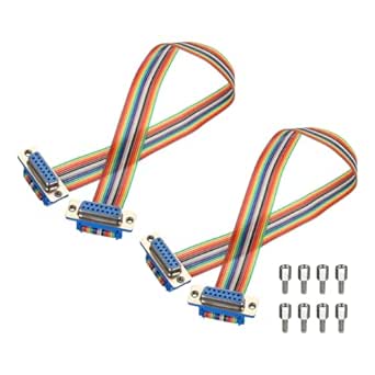 Amazon.com: MECCANIXITY 2 Pcs IDC Rainbow Wire Flat Ribbon Cable DB15 ...