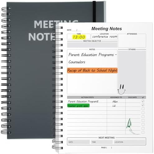 Amazon.com : Principal Lines 2 Pack Meeting Notebooks for Work 8.5" x ...