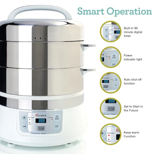 Euro Cuisine FS2500 Electric Food Steamer, Versatile Vegetable Steamer ...
