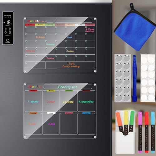 Amazon.com : Acrylic Magnetic Calendar for Refrigerator, 2 Pack 10"x13" Clear Fridge Calendar ...