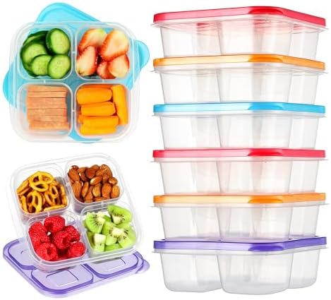 Amazon.com: Vtopmart 8 Pack Snack Box Containers, Divide 4 Compartment ...