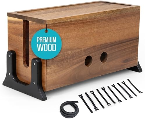 Extra Large Cable Management Box, Wood Cord Hider Box & Organizer for ...