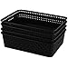 Amazon.com: Bringer 4-Pack Plastic Paper Storage Baskets, Black : Home ...