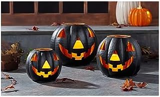 Amazon.com : Halloween Metal Jack O Lanterns Pumpkin Set of 3 with LED ...