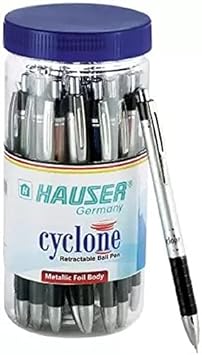 Hauser Germany Cyclone Retractable 0.7mm Ball Pen Jar | Metallic Foil ...
